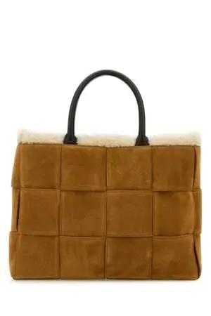Bottega Veneta Camel Suede Small Arco Shopping Bag - Brown