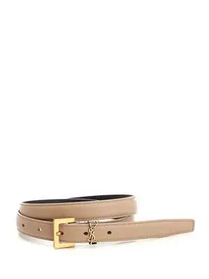 Saint Laurent Cassandre Thin Belt - Cream