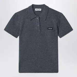 Miu Miu Slate Grey Cashmere Polo Shirt - Gray