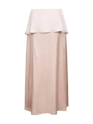 Chloé Pink Washed Silk Satin Fluid Layered Midi Skirt - Multicolor