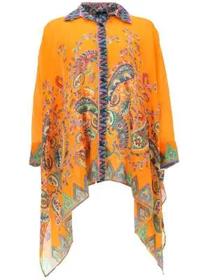 Etro Blusa Da Spiaggia With Print - Orange