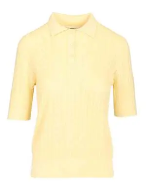 LISA YANG Collared Short Sleeve Sweater - Yellow