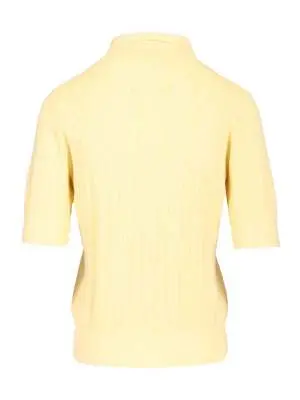LISA YANG Collared Short Sleeve Sweater - Yellow