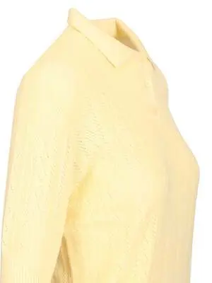 LISA YANG Collared Short Sleeve Sweater - Yellow
