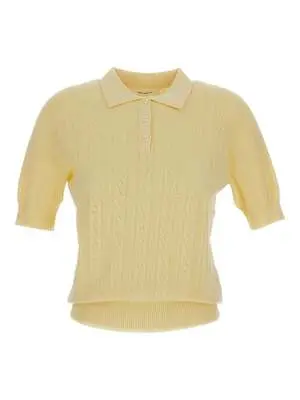 LISA YANG Collared Short Sleeve Sweater - Yellow