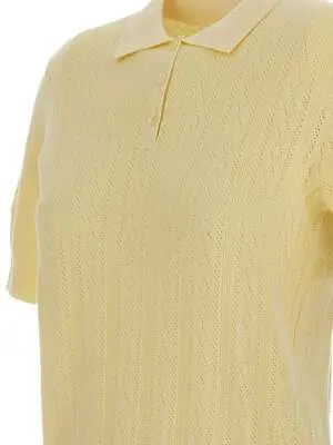 LISA YANG Collared Short Sleeve Sweater - Yellow