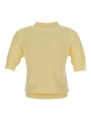 LISA YANG Collared Short Sleeve Sweater - Yellow