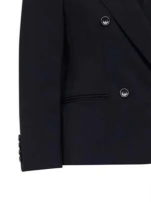 Max Mara Navy Blue Stretch Canvas Cropped Blazer