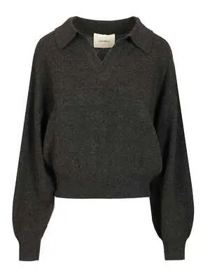 LISA YANG Katriel Cashmere Polo Sweater - Gray