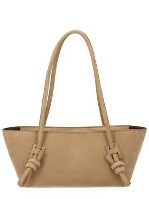 Hereu HEREU Fleca Leather Shoulder Bag With Knotted Detail Cream