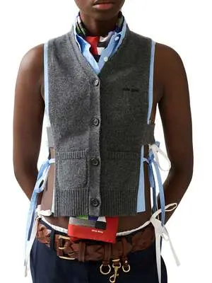 Miu Miu Cashmere Cardigan Vest - Multicolor