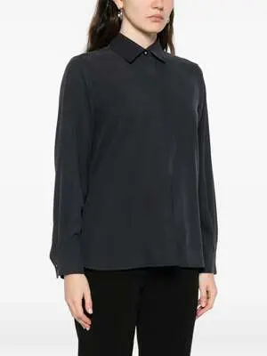 Max Mara Siamese Shirt In Washed Silk - Blue