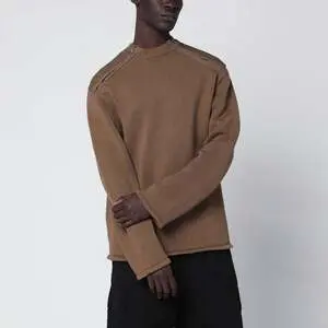 OAMC Cotton Sweater With Shoulder Zip Detail - Cream