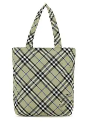 Burberry Embroidered Canvas Check Shopping Bag - Multicolor