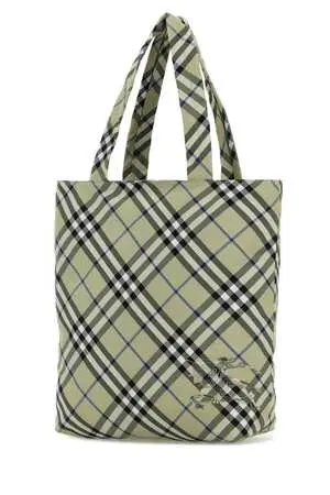 Burberry Embroidered Canvas Check Shopping Bag