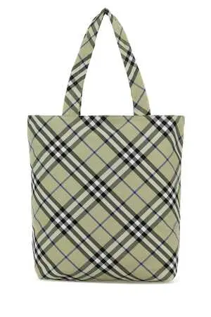 Burberry Embroidered Canvas Check Shopping Bag