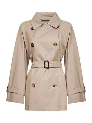 Max Mara Max Mara The Cube Sand Short Double-Breasted Trench Coat Multicolor