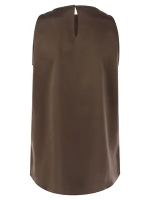 Brunello Cucinelli Stretch Silk Satin Top With Jewellery Embellishment - Brown