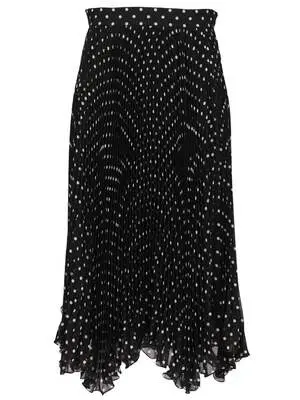Valentino Garavani Silk Polka Dot Pleated Midi Skirt