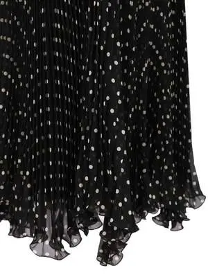 Valentino Garavani Silk Polka Dot Pleated Midi Skirt