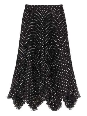 Valentino Garavani Silk Polka Dot Pleated Midi Skirt