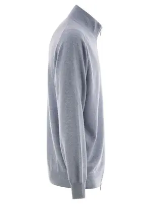 Brunello Cucinelli High-necked Zip-up Cashmere Cardigan - Blue