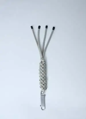 Moncler Braided Rope Keychain With Metal Clasp - White