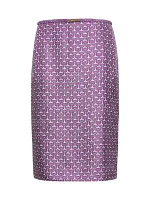 Gucci Violet Printed Silk Twill Midi Skirt - Multicolor