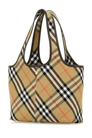 Burberry Embroidered Canvas Small Check Shopping Bag