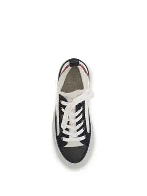 Brunello Cucinelli Cotton Knit And Suede Sneakers With Embellished Toe - Multicolor