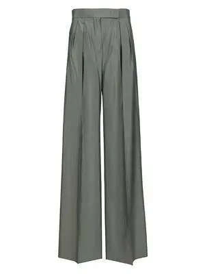 Max Mara Wide-leg Virgin Wool And Silk Poplin Trousers - Green