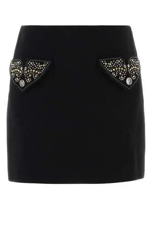 Versace Wool Mini Skirt With Embellished Pockets