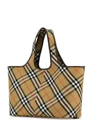 Burberry Embroidered Canvas Medium Check Shopping Bag - Multicolor