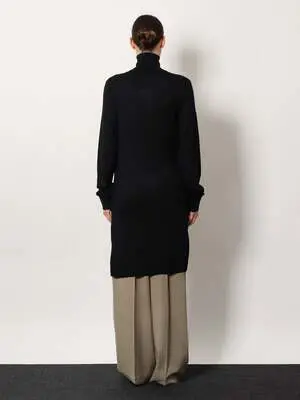 TOTEME Wool And Silk Ribbed Turtleneck Dress - Black