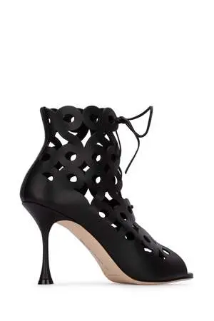 Manolo Blahnik Black Cut-out Ankle Boots - Multicolor