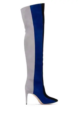 Manolo Blahnik Color-blocked Suede Over-the-knee Boots