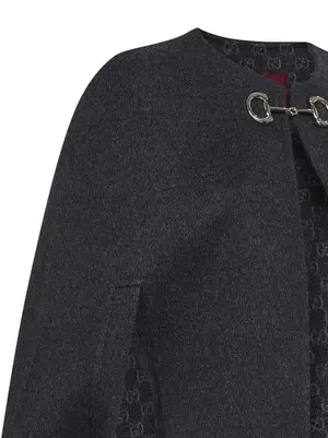 Gucci Wool And Silk Cape With Horsebit Closure