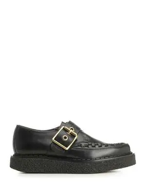 VIVIENNE WESTWOOD Leather Monk Strap Shoes With Buckle Detail - Black