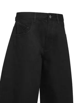 Attico Black Washed Denim Wide Cropped Jeans - Multicolor