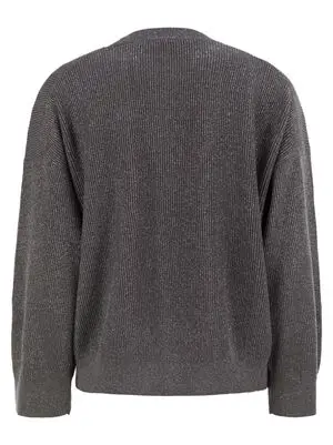 Brunello Cucinelli Ribbed Crew Neck Sweater With Metallic Details