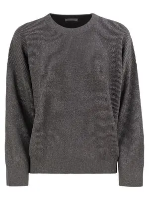 BRUNELLO CUCINELLI BRUNELLO CUCINELLI Ribbed Crew Neck Sweater With Metallic Details
