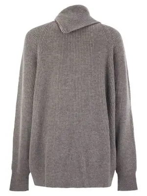 Sportmax Salpa Cashmere-blend Sweater With Zip - Gray
