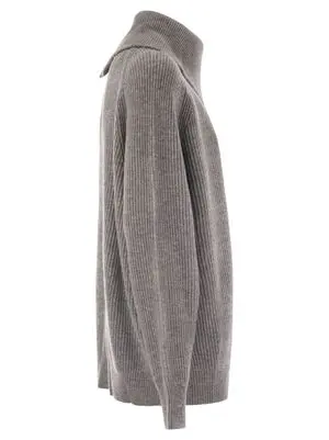 Sportmax Salpa Cashmere-blend Sweater With Zip - Gray