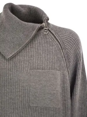 Sportmax Salpa Cashmere-blend Sweater With Zip - Gray