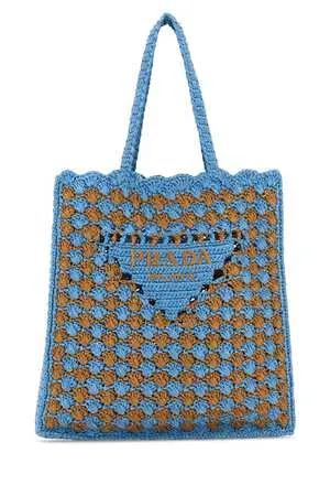 Prada Two-tone Raffia Shopping Bag - Multicolor