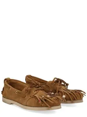 GOLDEN GOOSE Moccasin Cruise With Fringe And Beads - Brown