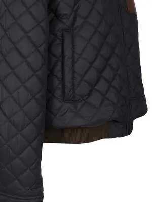 Loewe Quilted Technical Fabric Jacket With Corduroy Collar And Leather Pocket