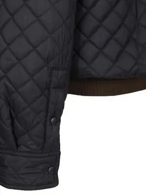 Loewe Quilted Technical Fabric Jacket With Corduroy Collar And Leather Pocket