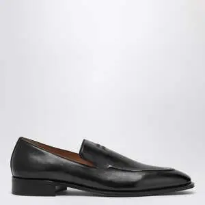 Miu Miu Embossed Logo Leather Loafers - Black