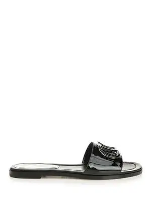 Valentino Garavani Vlogo Signature Patent Leather Slide Sandals